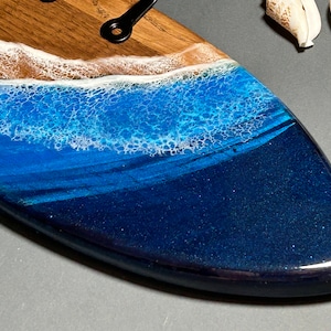 Personalized Surfboard Oak Small Key Holder for Wall, Beach Resin Wood ...