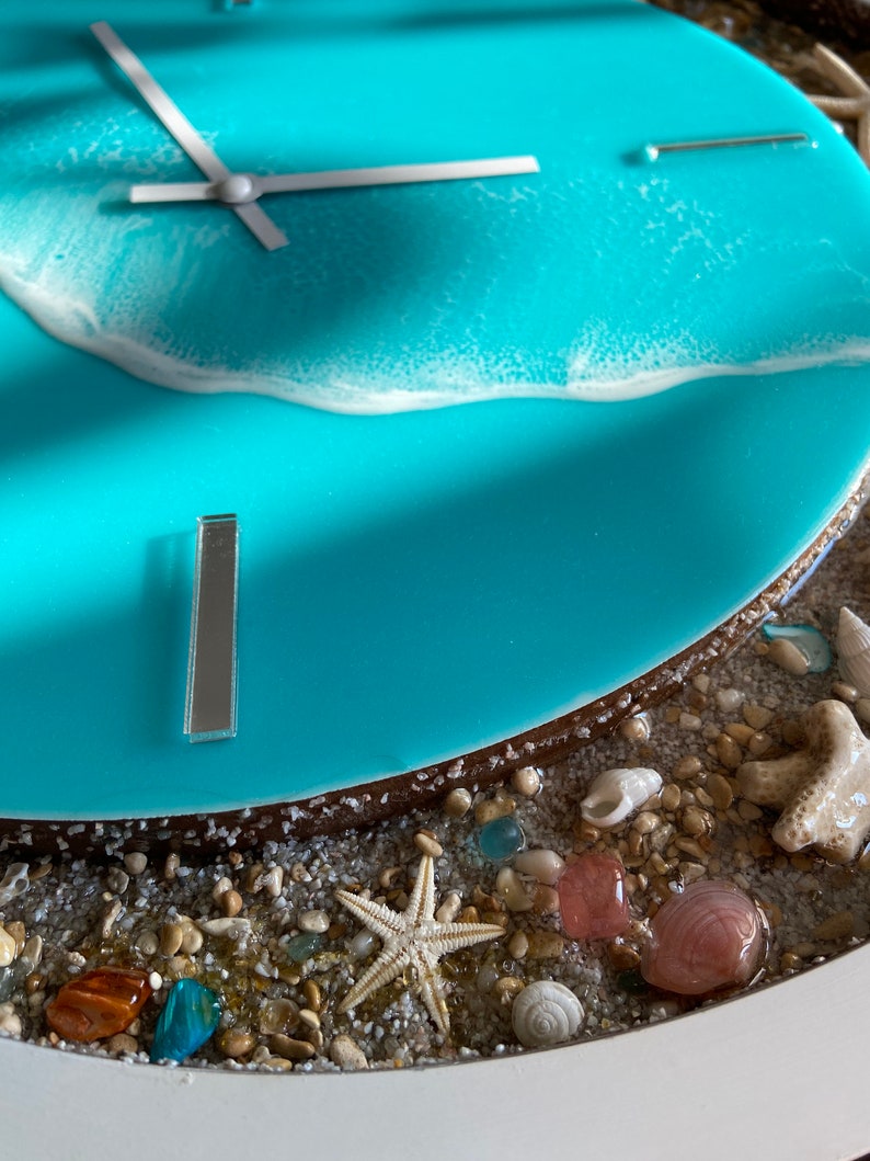 16'' Ocean Resin Large Wall Blue Unique Clock Ocean - Etsy