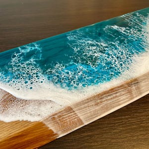 Wood Live Edge Floating Shelves With Ocean Waves Coastal Beachy Room ...