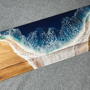 Wood Live Edge Floating Shelves With Ocean Waves Coastal Beachy Room ...