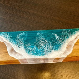 Wood Live Edge Floating Shelves With Ocean Waves Coastal Beachy Room ...