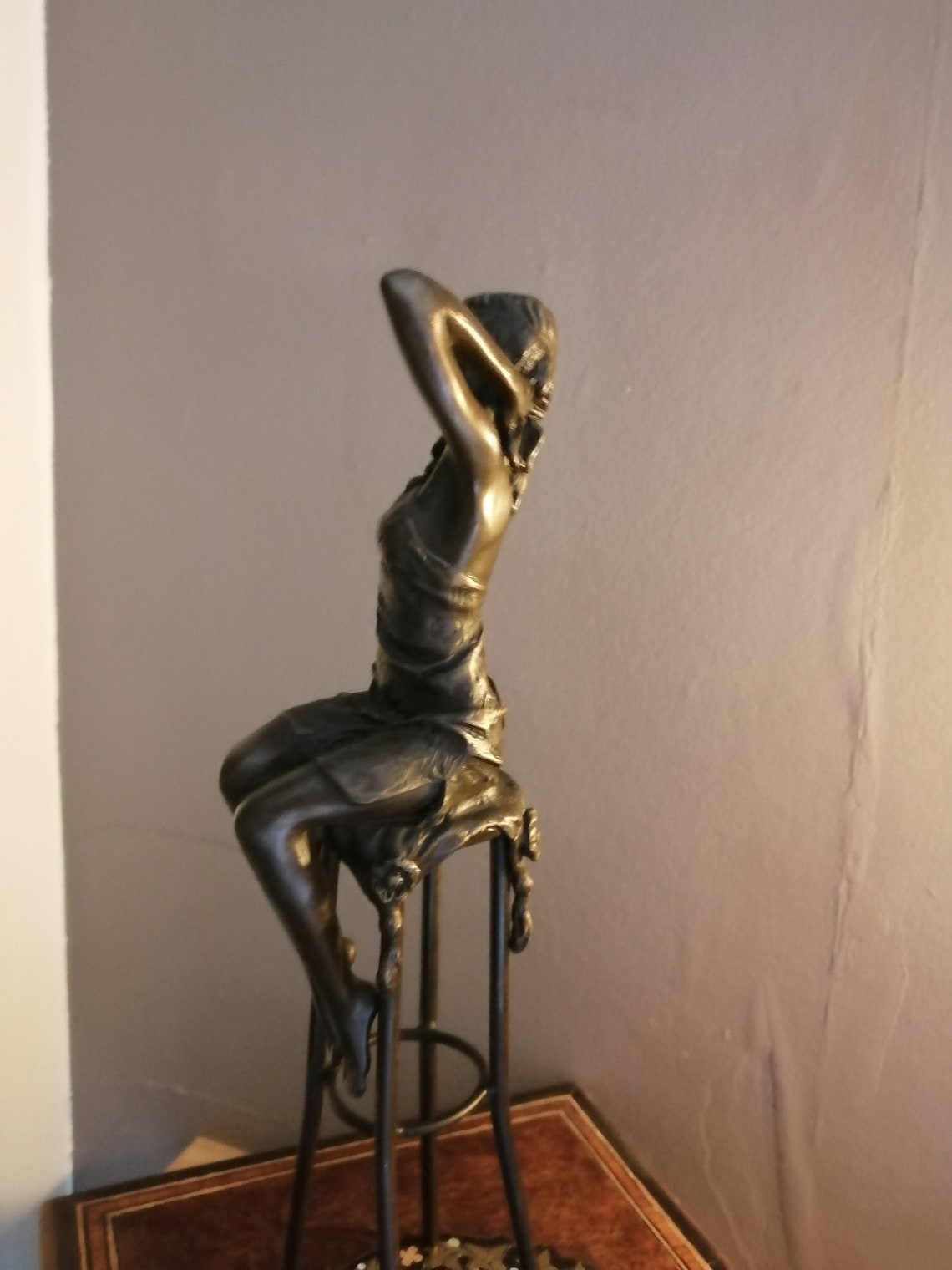 Bronze signed Pierre Collinet woman stool | Etsy