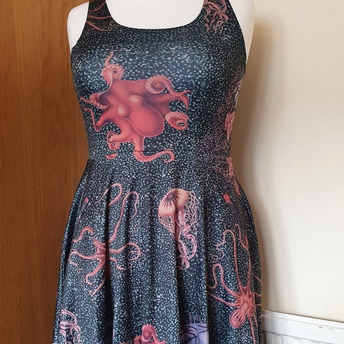 Octopus Skater Print Dress With Pockets S 5XL Plus Size - Etsy