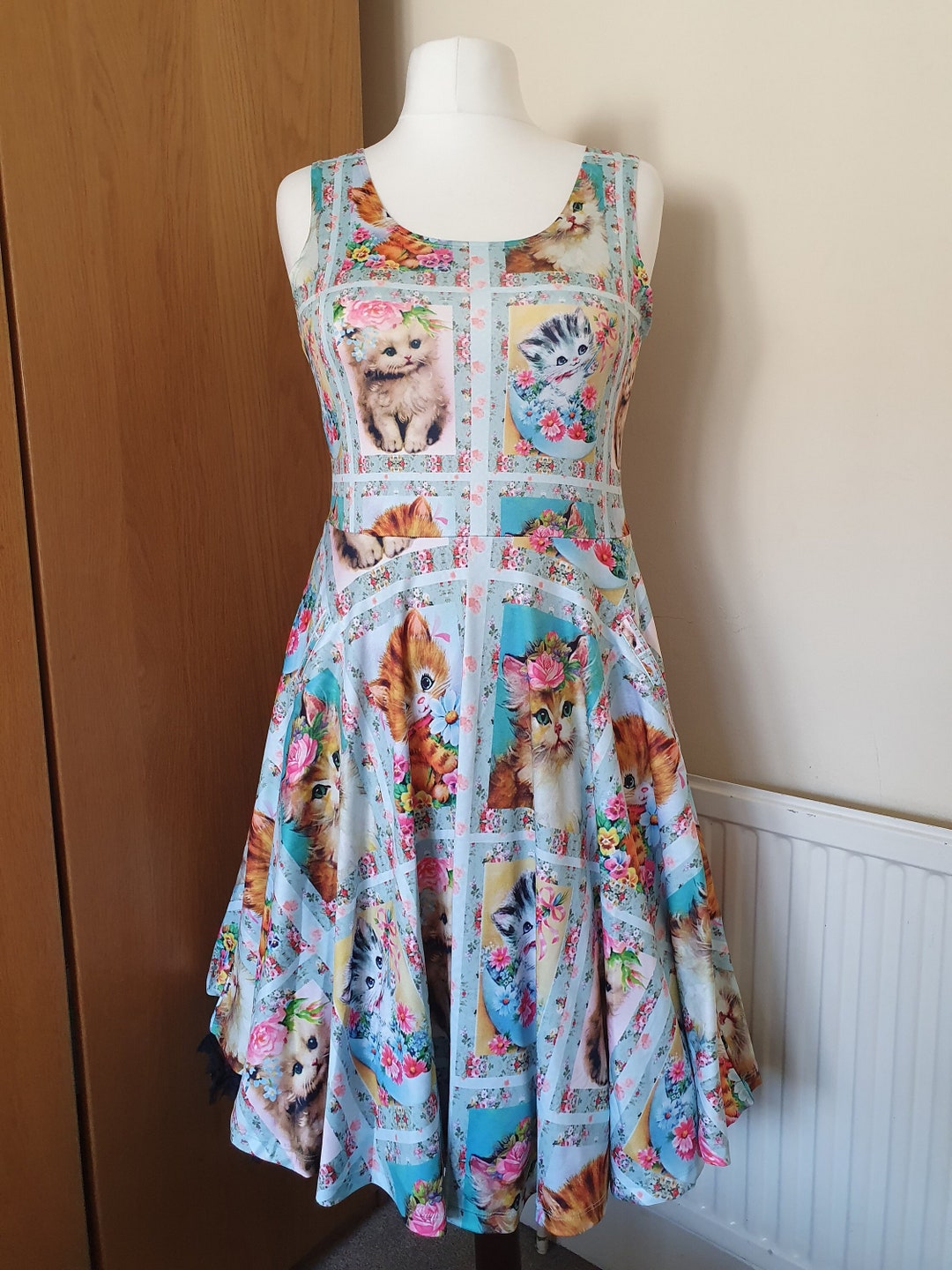 Kitsch Cats Print Skater Dress- Sizes S- 5XL Plus Size - Etsy