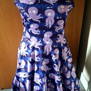 Octopus Skater Print Dress With Pockets S- 5XL Plus Size- Kawaii Kitsch ...
