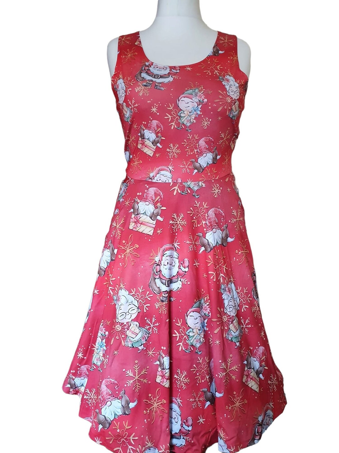 Mrs Claus Father Christmas Gonk Skater Print Dress S-5XL Kawaii Kitsch ...