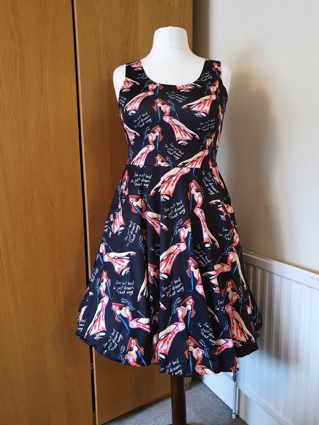 Jessica Rabbit Inspired Cute Print Skater Dress- Sizes S- 5XL Plus Size ...