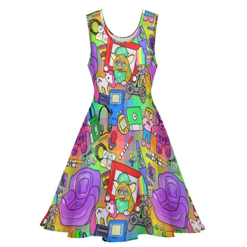 90's Rainbow Furby My Little Pony Cute Print Skater Dress- Sizes S- 5XL ...