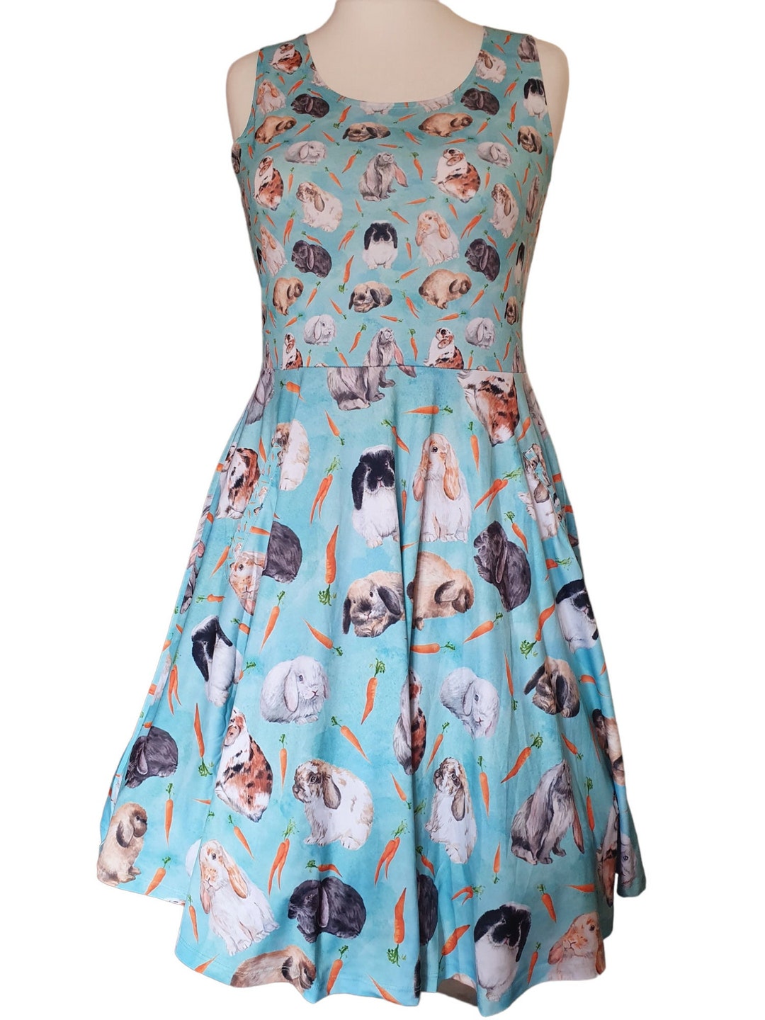 Rabbit Bunny Skater Print Dress With Pockets S-5XL Kawaii Kitsch Plus ...