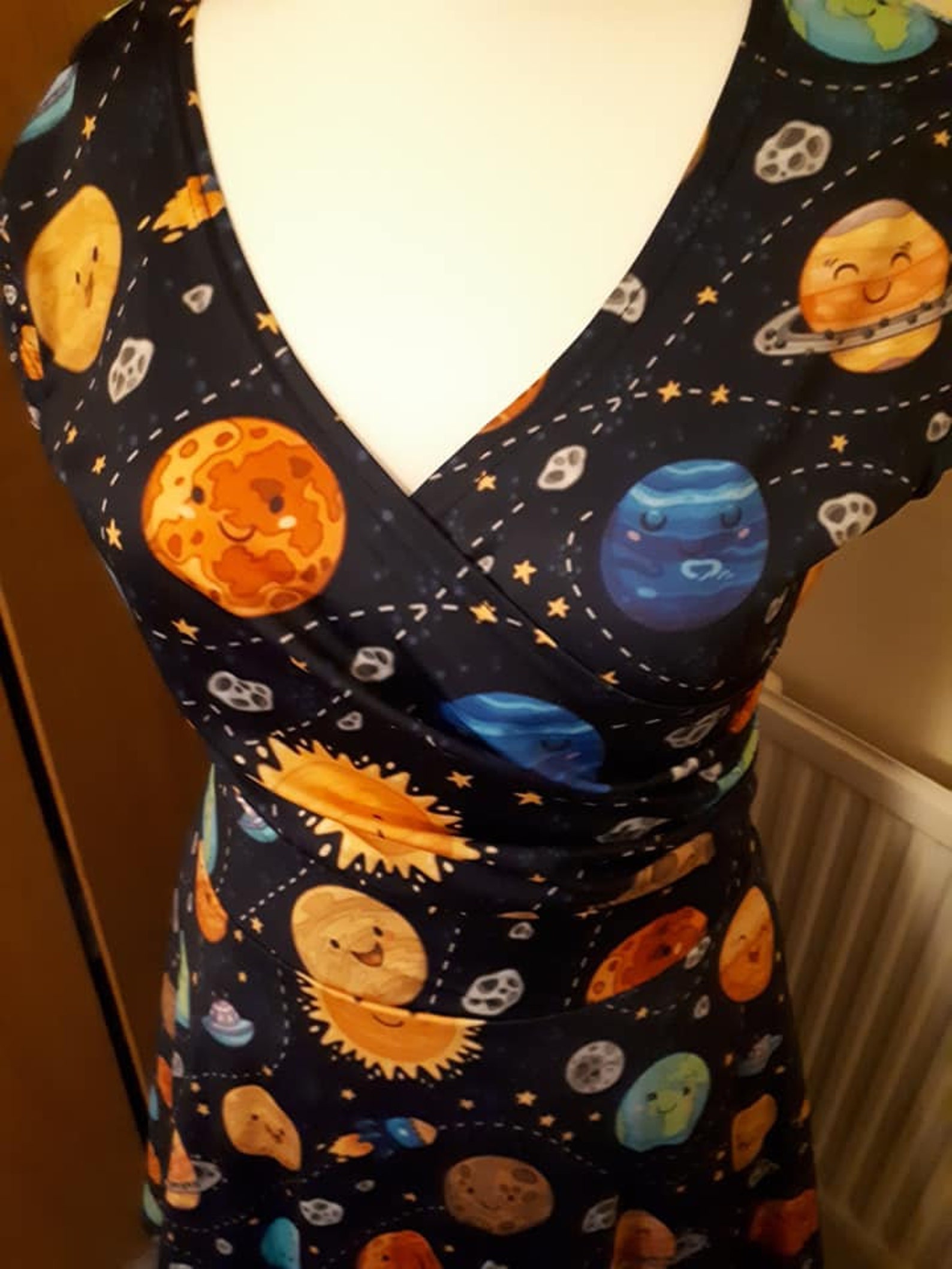 Happy Planets Space Cap Sleeved Wrap Dress Kawaii Kitsch - Etsy