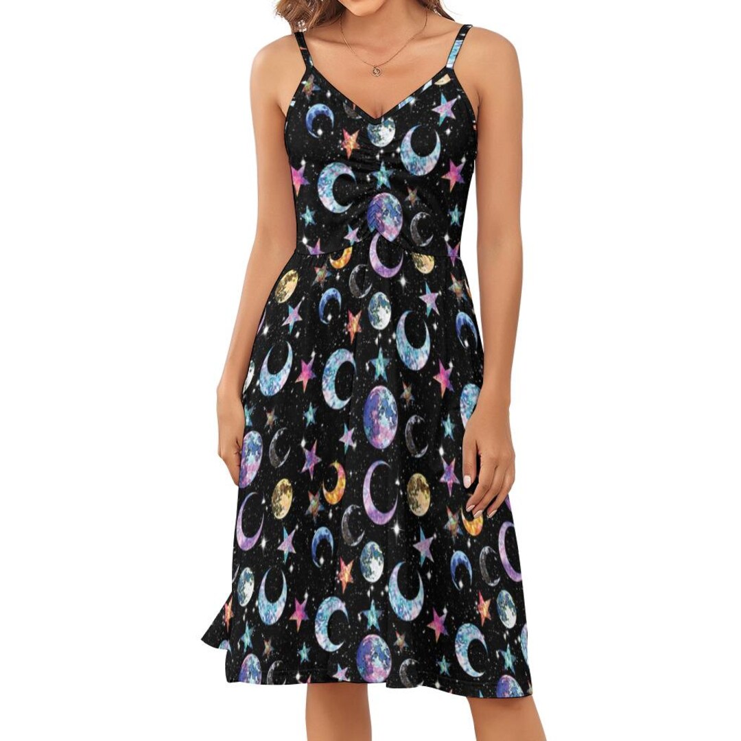 Moon and Stars Goth Gothic Strappy Summer Dress Plus Size S- 5XL - Etsy