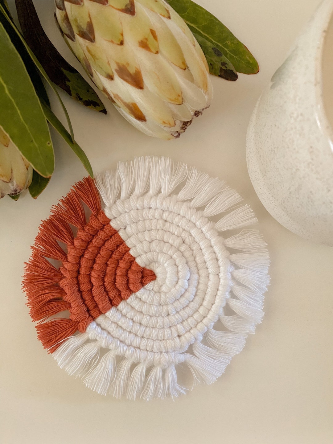 Macrame Coaster Two Toned Coaster Candle Coaster Vase Coaster - Etsy