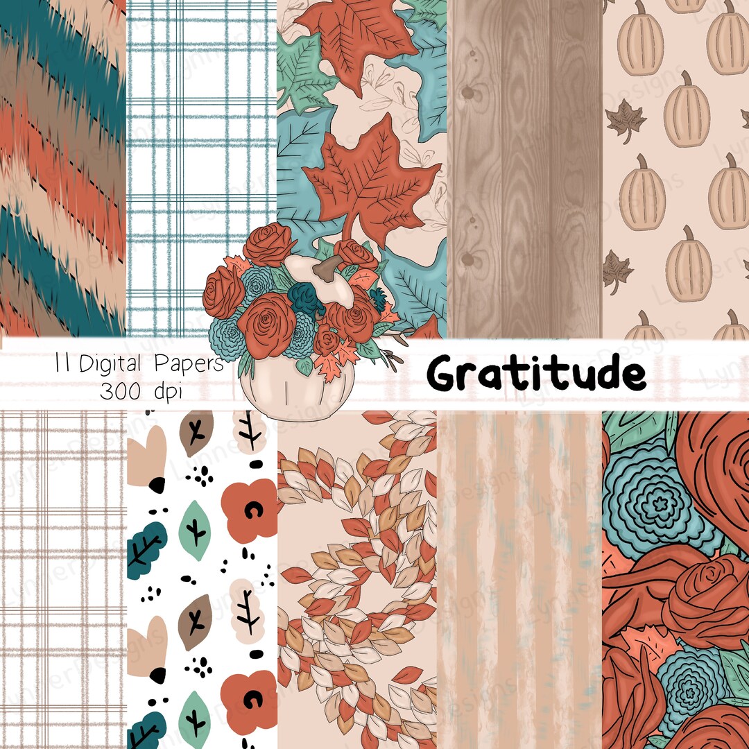 Thanksgiving Digital Scrapbook Paper Instant Download Hand - Etsy UK