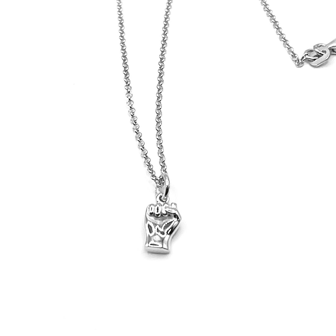 Silver Fist Hand Necklace, Fist Hand Charm, Symbolic, Protest Symbol ...