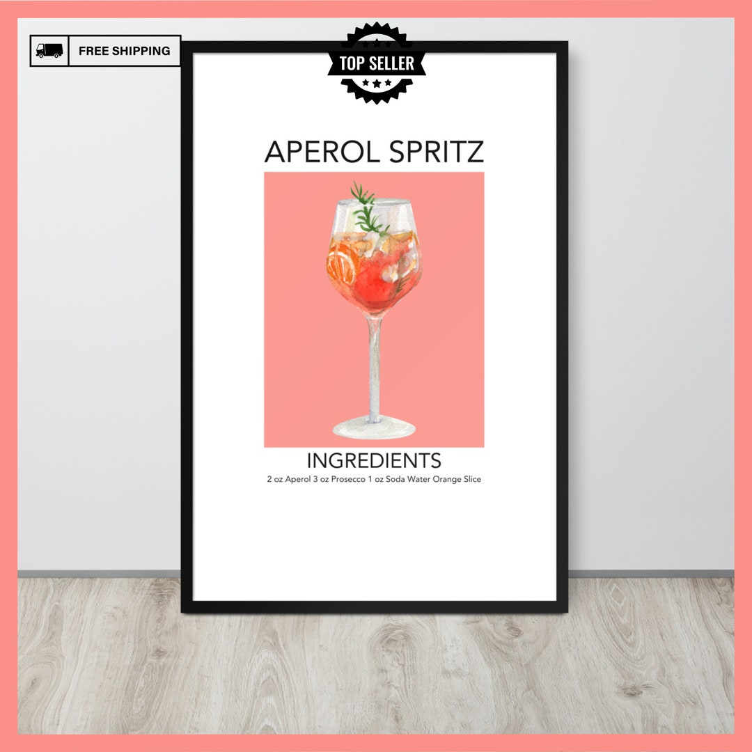 Aperol Spritz Art Print Bar Cart Decor Cocktail Poster Party Signature ...