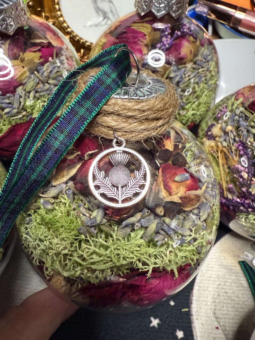 Scottish Witch Ball Ornament, Rose, Lavender, Thistle Charm - Etsy