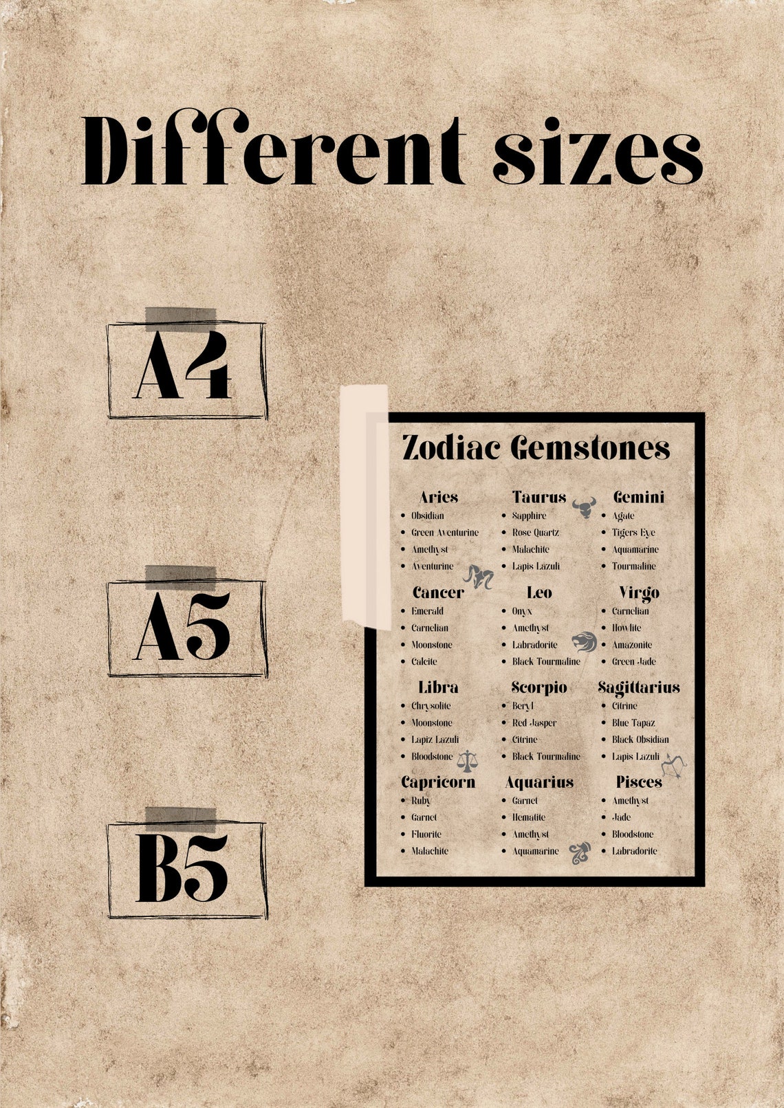 Zodiac Gemstones Printable Witchery Printable Book of Shadows ...
