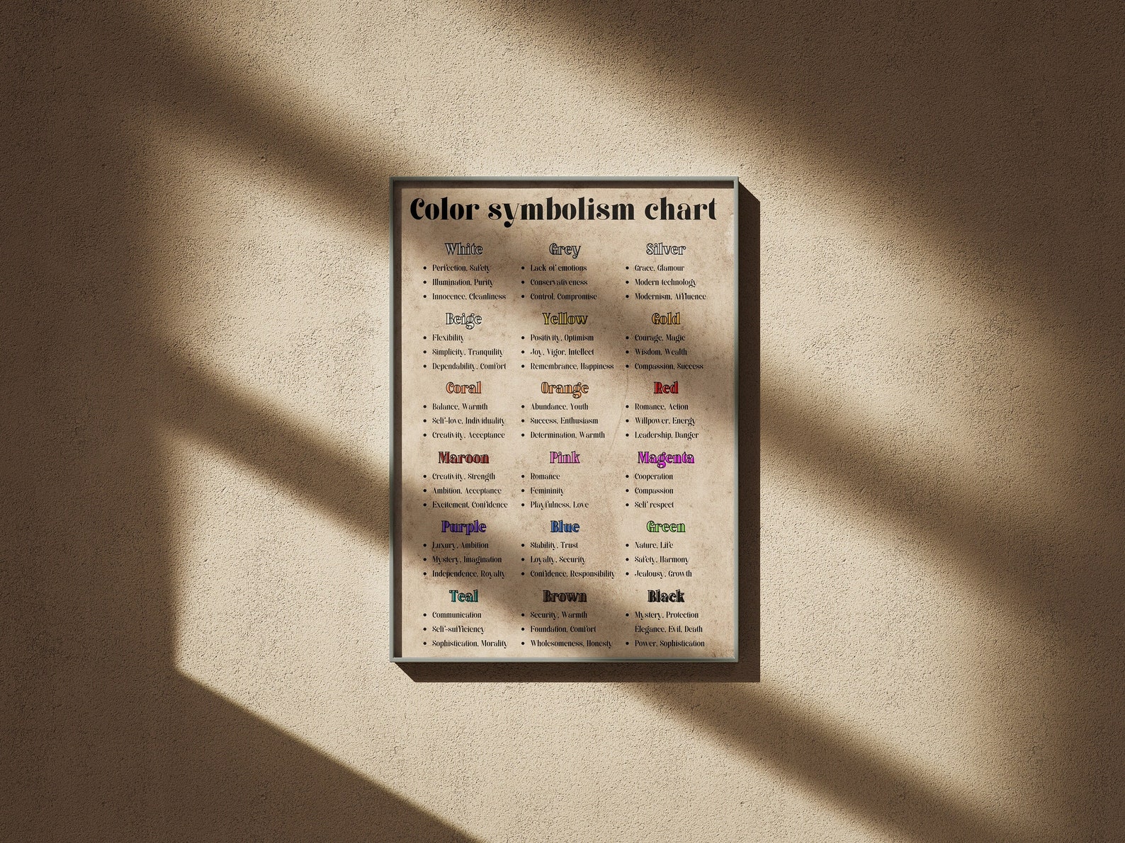 Color Symbolism Chart Printable | Witchery | Printable Book of Shadows ...