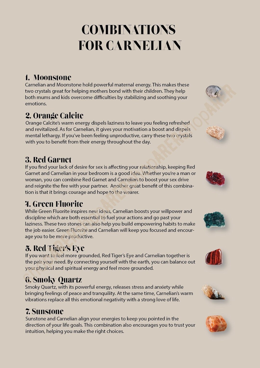 Combinations for Carnelian Printable Spirituality Crystals - Etsy