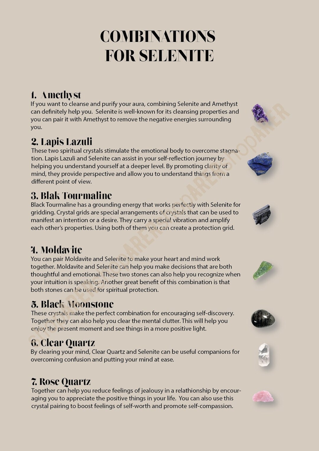Combinations for Selenite Printable Spirituality Crystals - Etsy