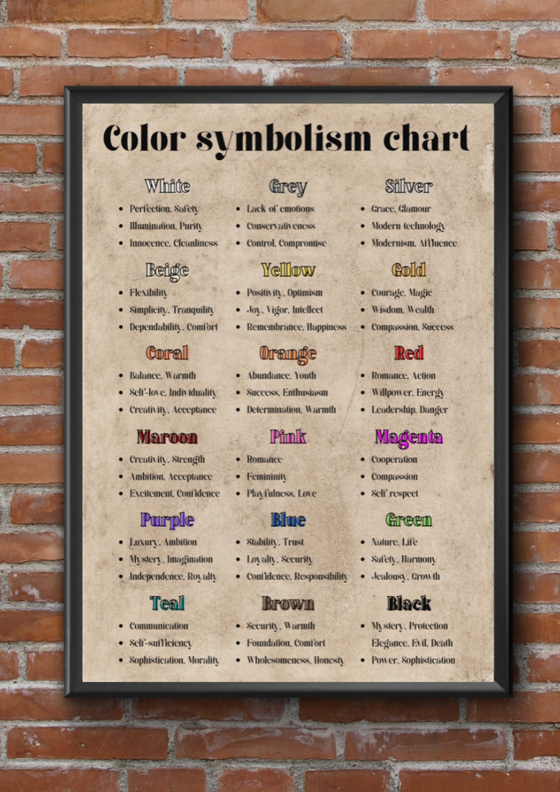 Color Symbolism Chart Printable Witchery Printable Book of Shadows ...