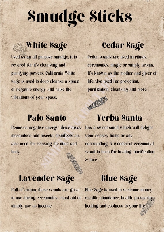 Smudge Sticks Printable Witchery Printable Book of Shadows - Etsy