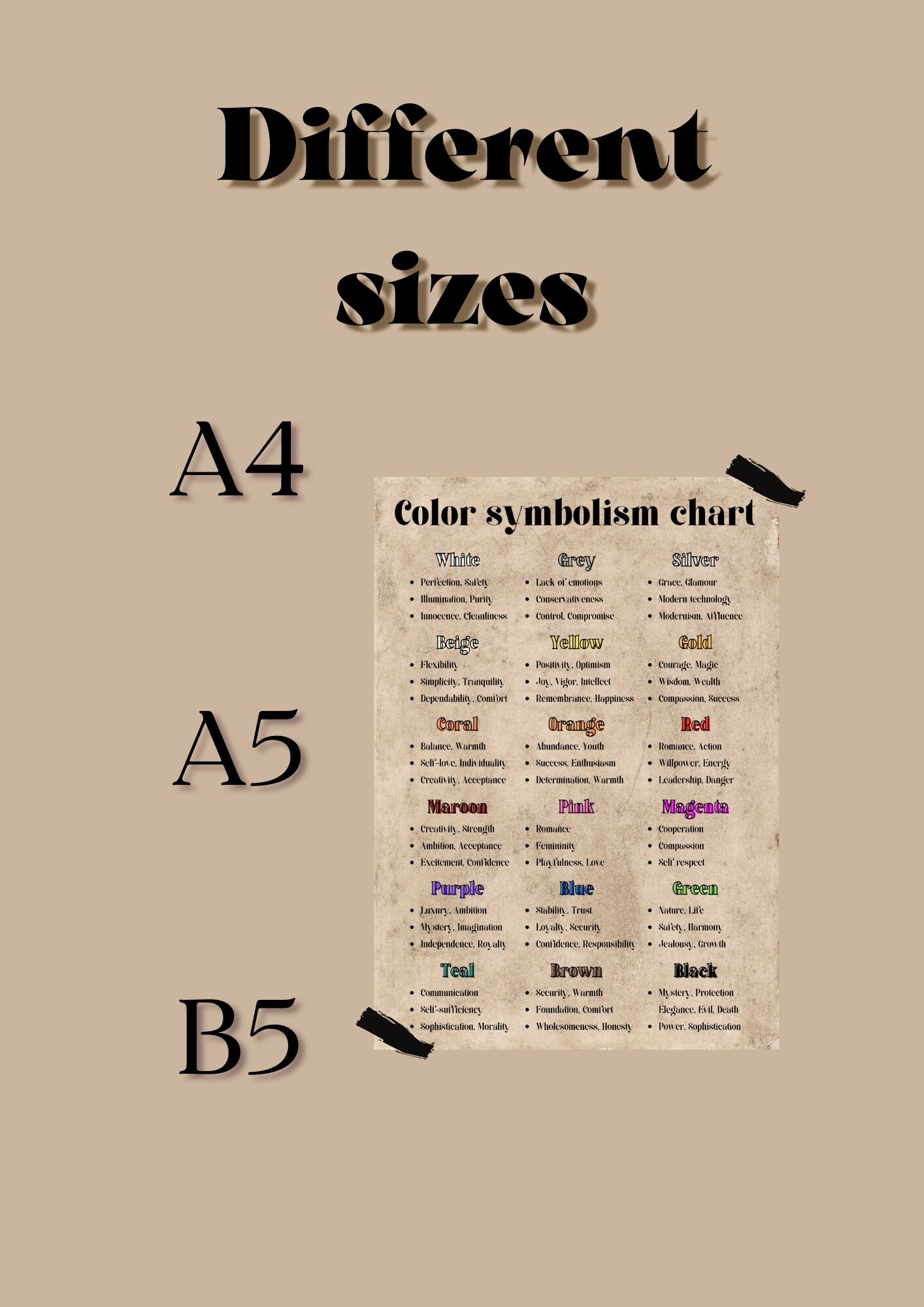Color Symbolism Chart Print | Witchcraft Book of Shadows (digital ...