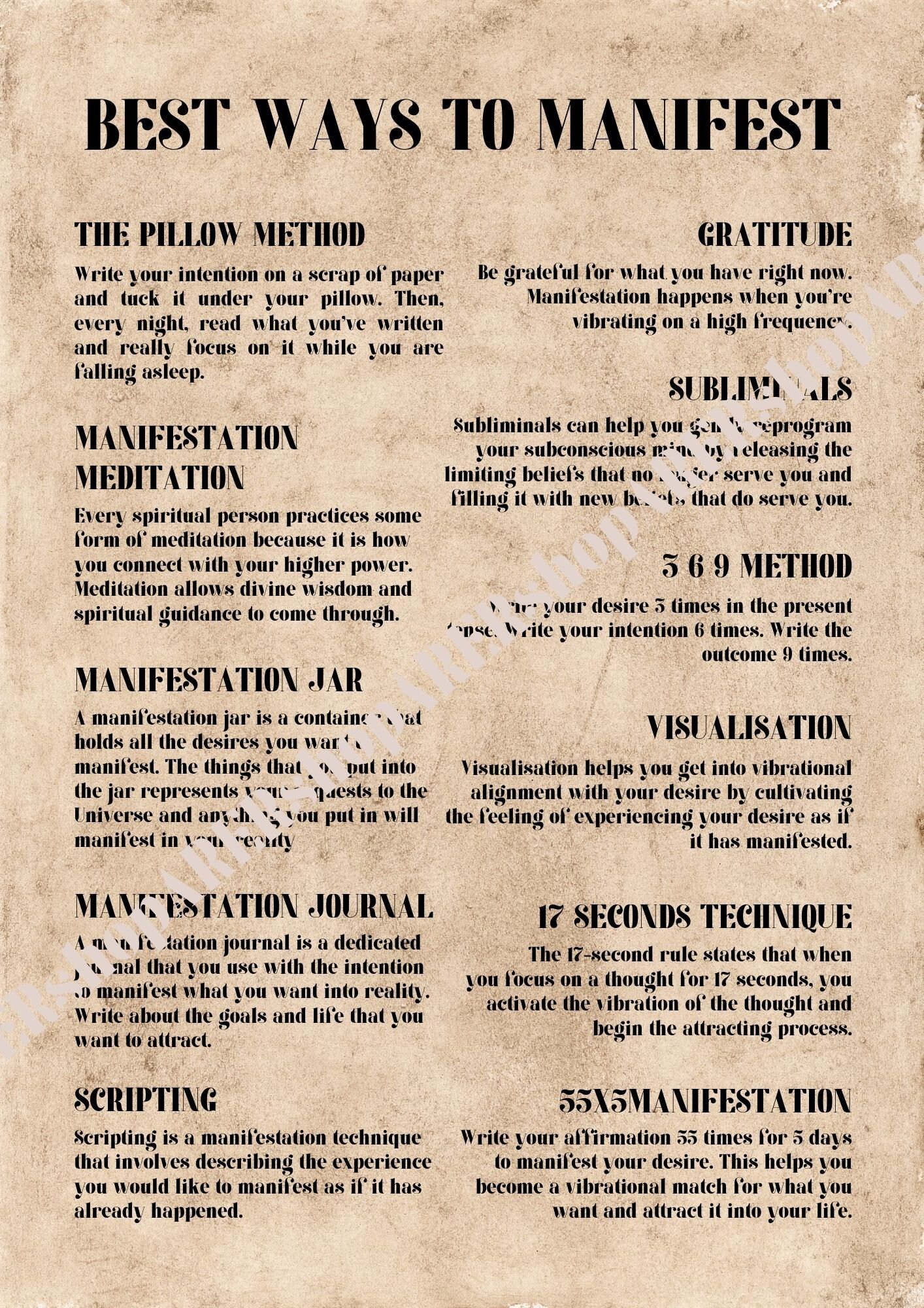 Best Ways to Manifest Poster / Witchery / Book of Shadows / Witchcraft ...