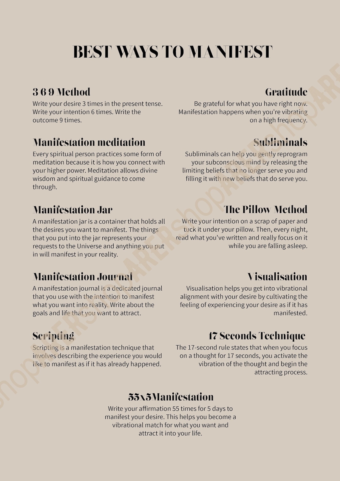 Best Ways to Manifest Printable | Manifestation Printable | Different ...