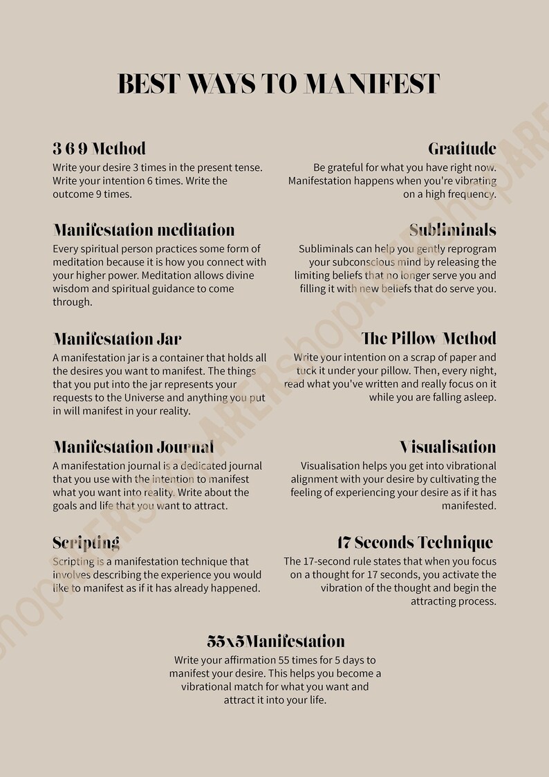 Best Ways to Manifest Printable | Manifestation Printable | Different ...