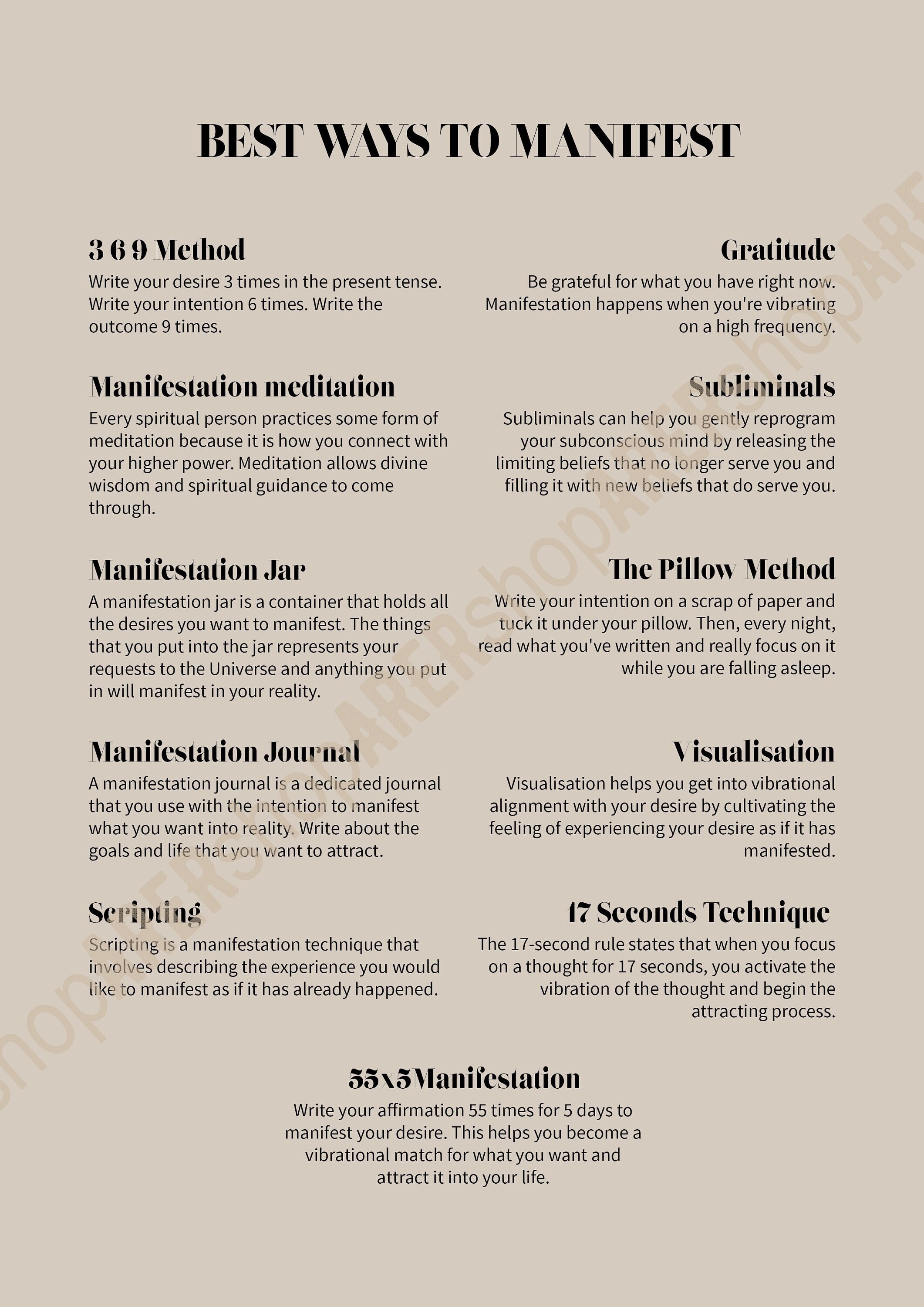 Best Ways to Manifest Printable | Manifestation Printable | Different ...