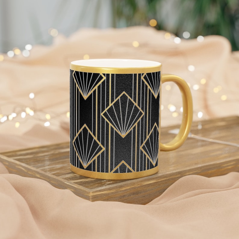 Art Deco Mug: Metallic Gold, Gatsby Kitchen Decor - Etsy