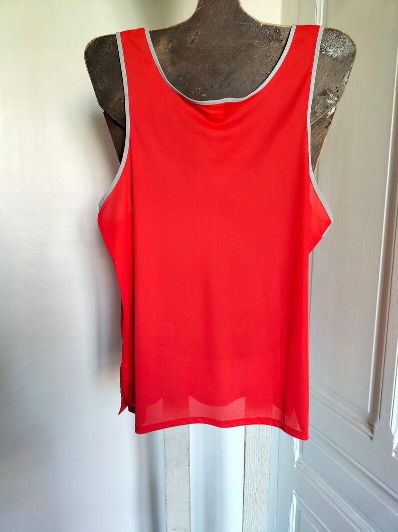UNUSED 80's Vintage Men's Mesh See Through Tank Top Grey and Red, Light ...