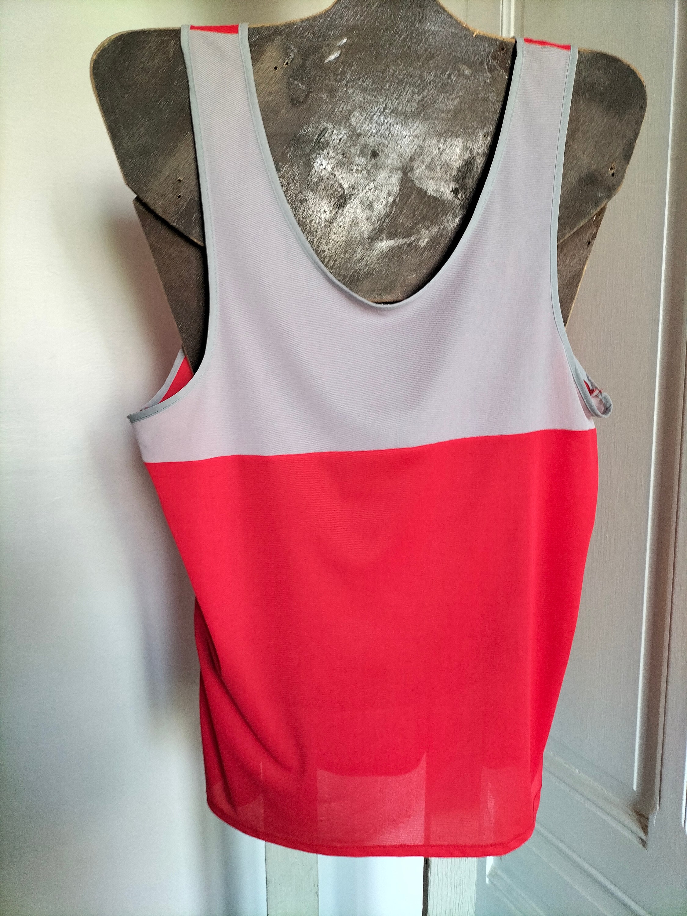 UNUSED 80's Vintage Men's Mesh See Through Tank Top Grey and Red, Light ...