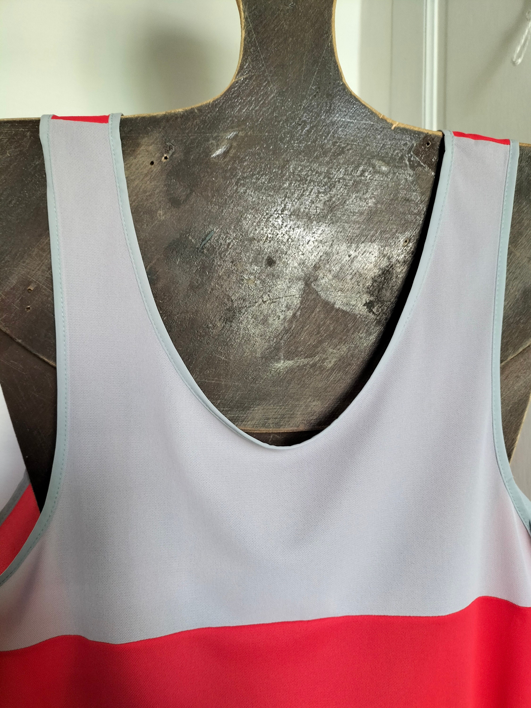 UNUSED 80's Vintage Men's Mesh See Through Tank Top - Grey and Red ...