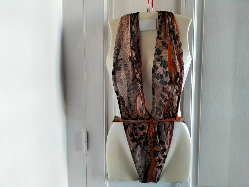 Women's One-piece 80's Vintage Bathing Suit NEW With Tag, Brown, Beige ...