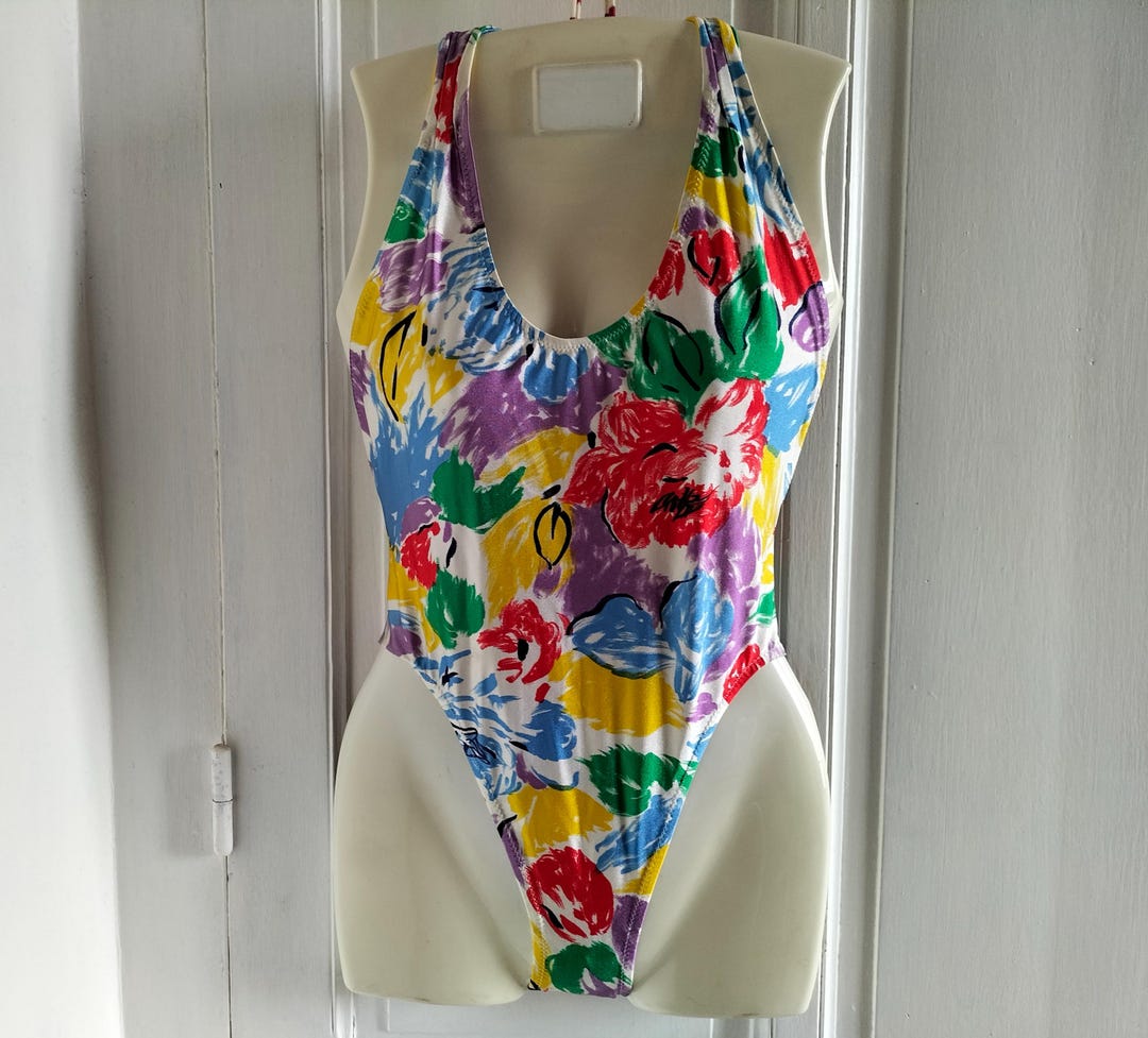 NEW WITH TAG Women's 80's Vintage One-piece Floral Bathing Suit ...