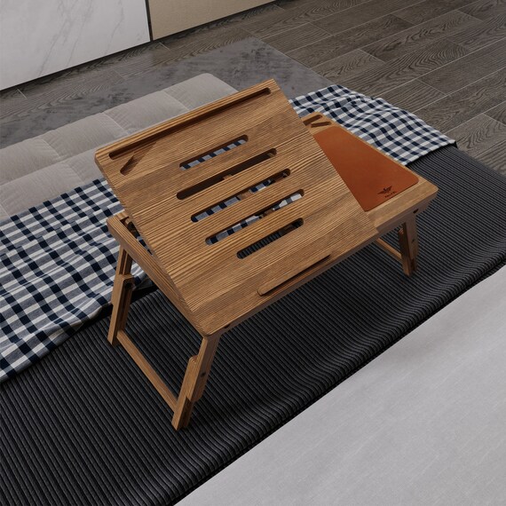 Folding Leg Lap Table Bamboo Wooden Bed Tray With Folding Legs ...