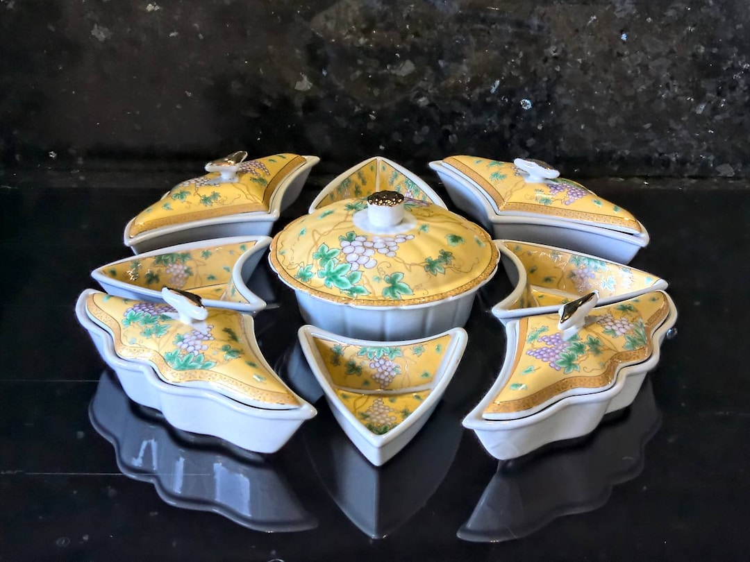 Vintage Rare Porcelain Chinese Serving Set. Beautiful Bright Colors - Etsy