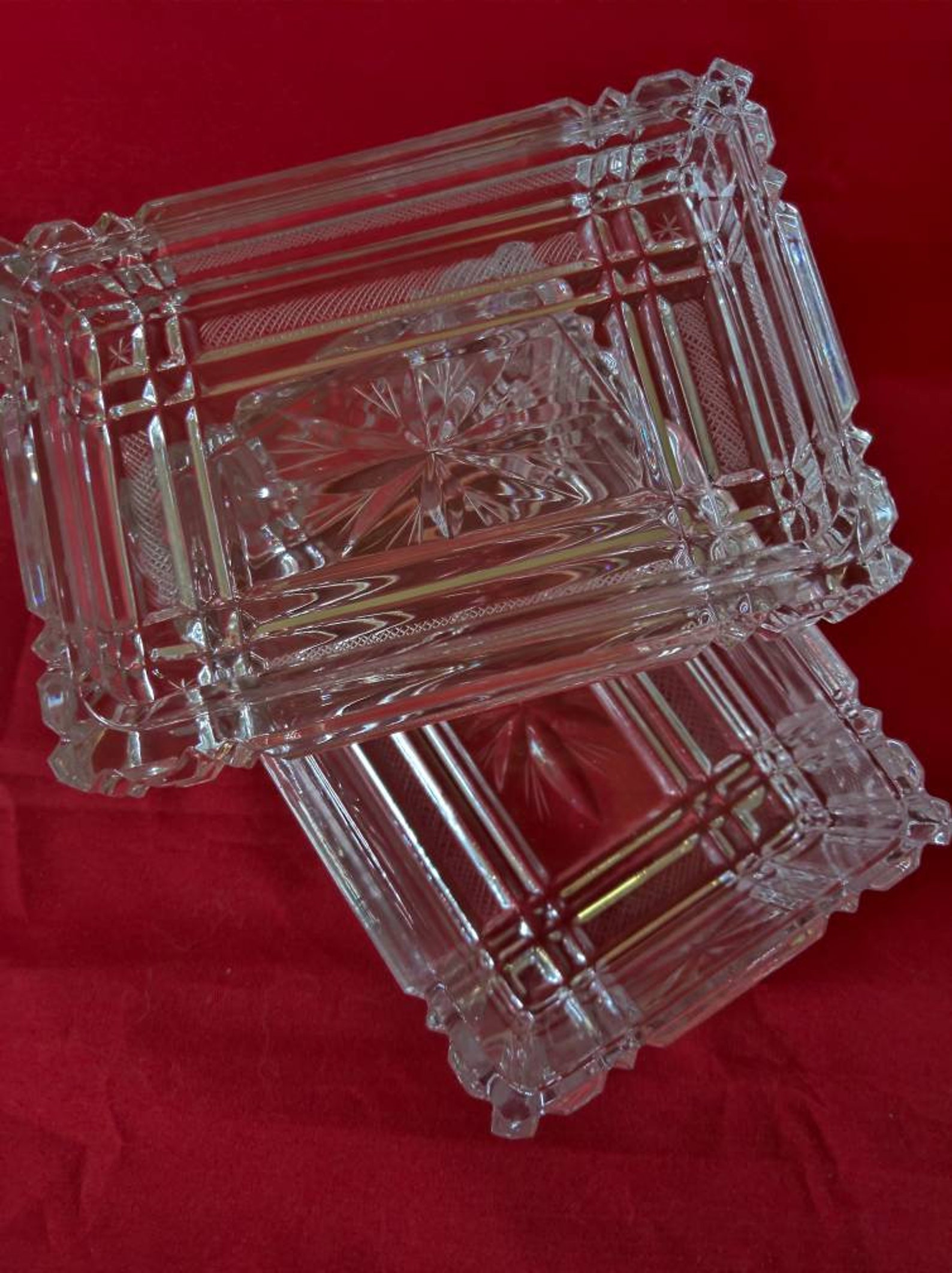 Vintage rectangular crystal trinketbox cigarettebox playing | Etsy