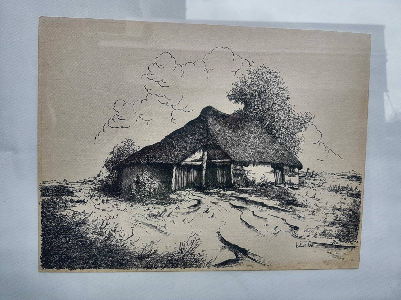 Ink Drawing/sketch Cottage. Signed. 18x14 Inch - Etsy UK