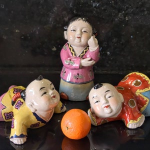 Vintage Set of Three Porcelain Chinese Asian Figurines. - Etsy