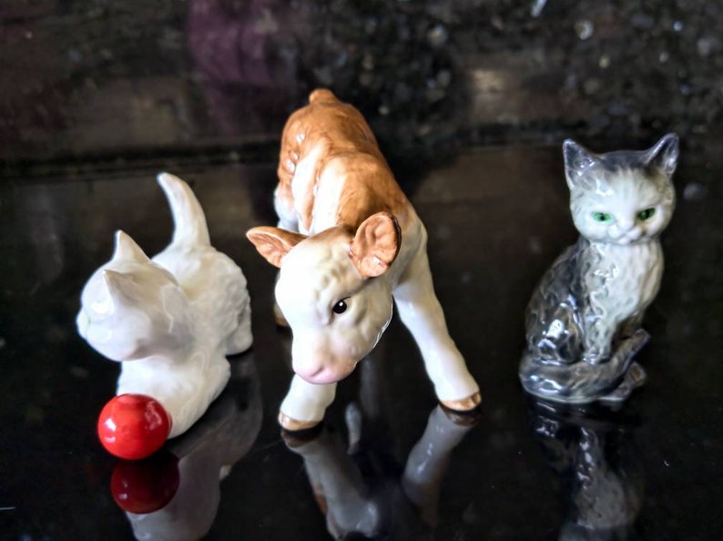 Three Small Goebel Animal Figurines. Young Calf Sitting Grey - Etsy