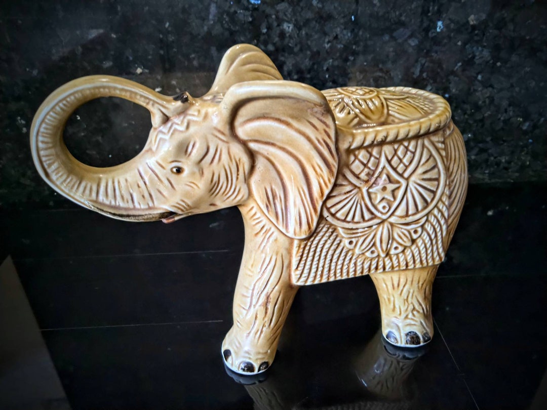 Vintage Large Ceramic Elephant Statue Figurine. - Etsy