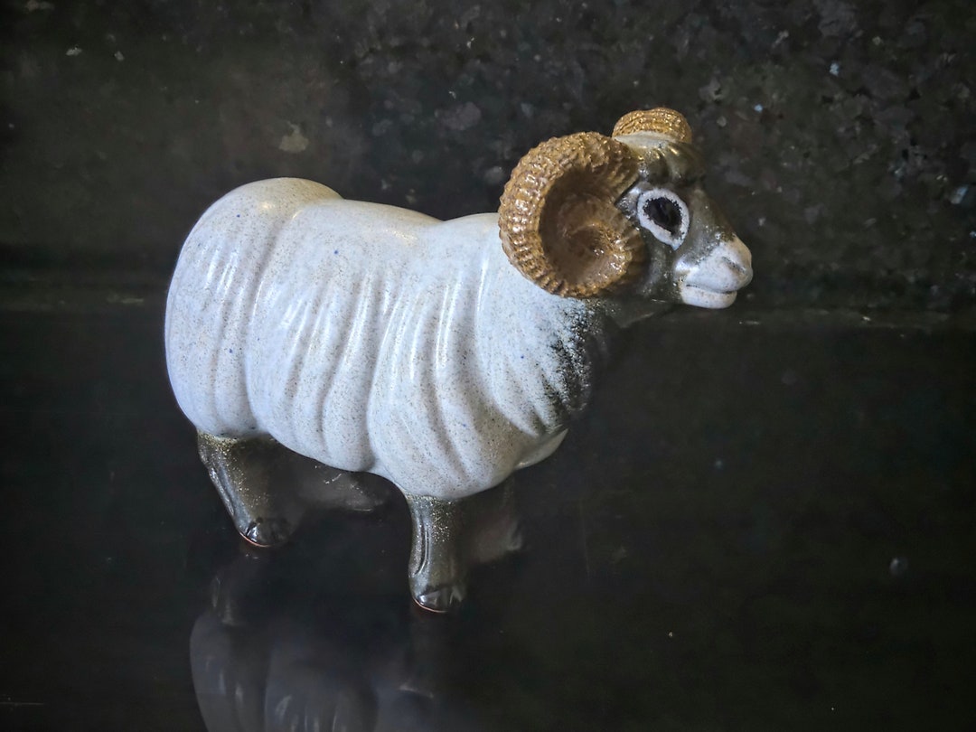 Ceramic Ram Ibex Figurine Designed by Thomas Hellström Made by Nittsjö ...