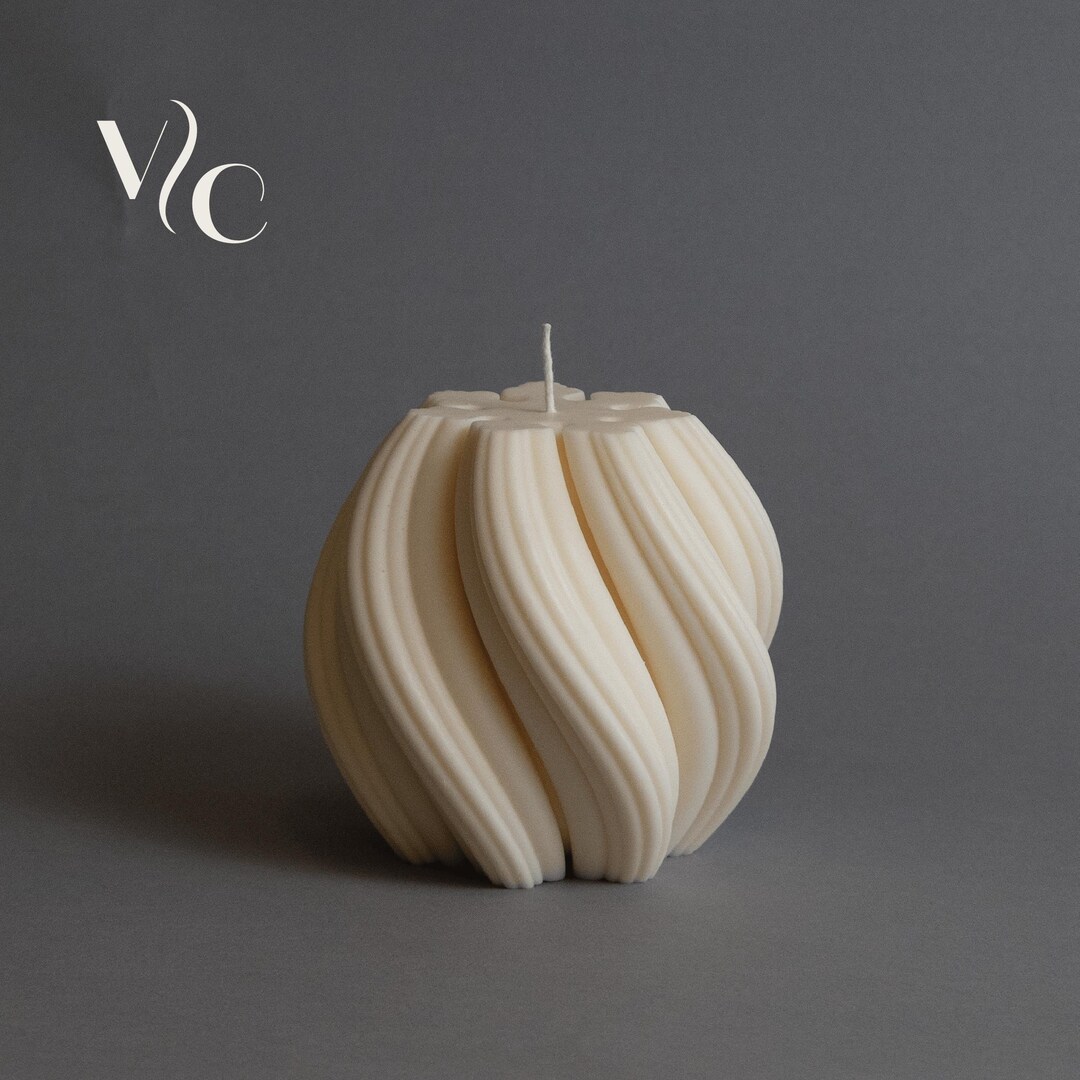 Medium Wave Swirl Soy Wax Candle, Large Plant Shaped Candle, Aesthetic ...