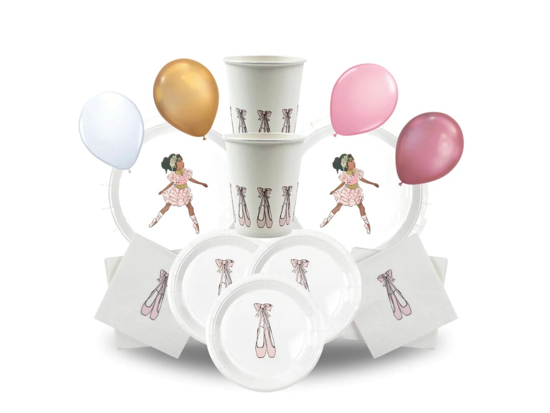 Ballerina Party Set, Girl Party Bundle, 56 Piece Count, Plates, Napkins ...
