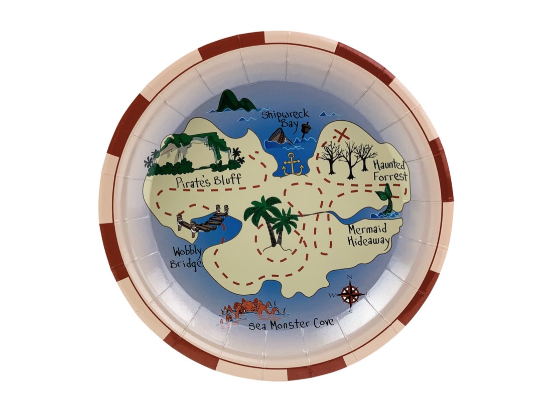 Pirate Map Paper Plates - Etsy