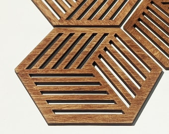 Set of 4 Leaf Pattern Wooden Coasters - Etsy