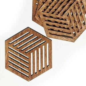 Set of 4 Geometric Wooden Coasters - Etsy